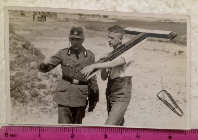 01 WW2 ORIG. Photo German RAD Soldiers Uniforms Cap Belt Band 3.5 x 5.5 ...