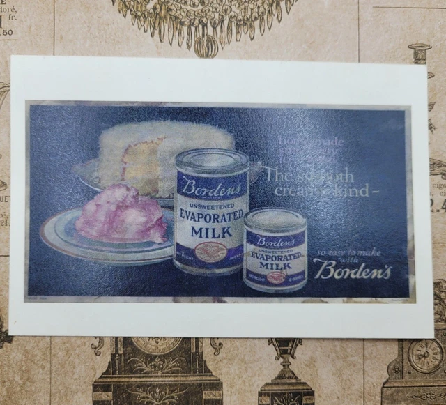 BORDENS UNSWEETENED EVAPORATED Milk 1920s Advertisement Reproduction PC ...