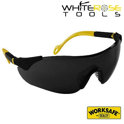WORKSAFE SAFETY GLASSES Sports Style Shaded Specs Adjustable Arms PPE ...
