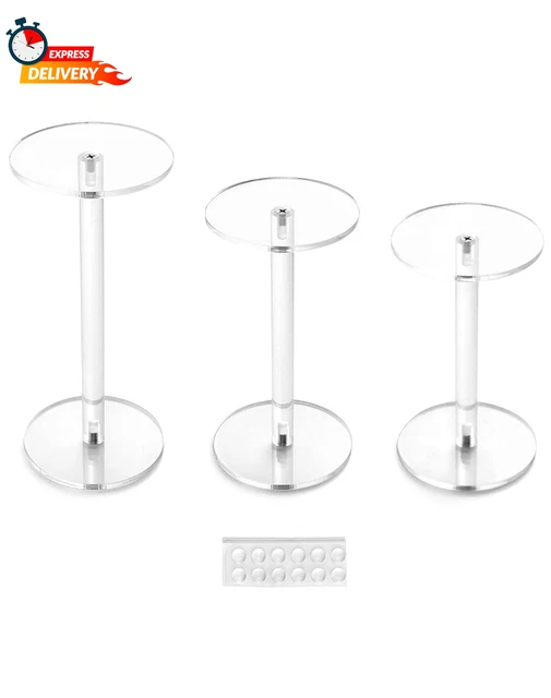 ROUND ACRYLIC DISPLAY Stand, Premium Clear round Riser Stands, Set of 3 ...