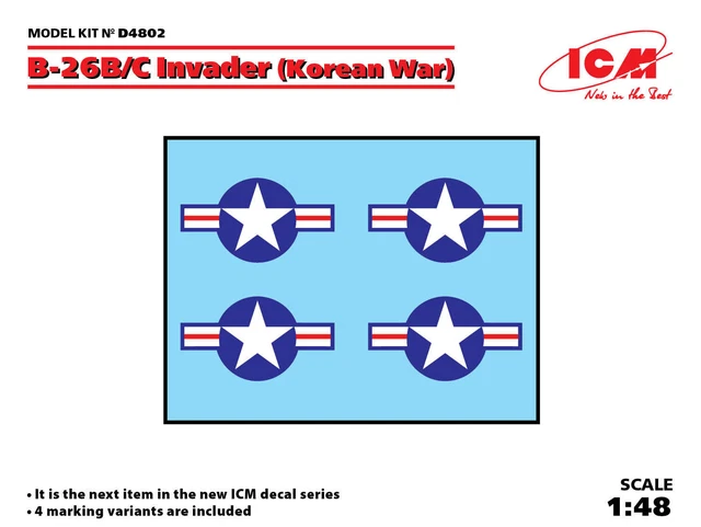 B-26B/C INVADER (KOREAN War) Decal 1:48 Plastique Model Kit Icm EUR 17 ...