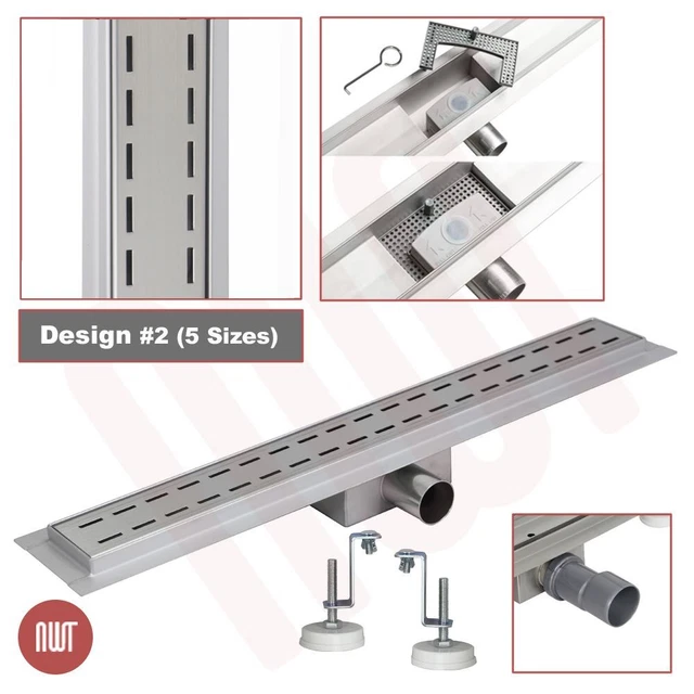 LINEAR STAINLESS STEEL Shower Wetroom Drainage Gully Trap Waste (600 ...