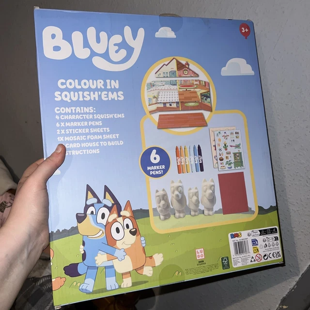 BLUEY COLOUR IN SQUISH’EMS - build, mosaic, sticker & colour NEW £10.79 ...