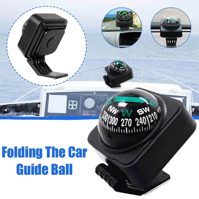 CAR COMPASS BALL Shaped Adjustable Navigation Dashboard Compass Car ...