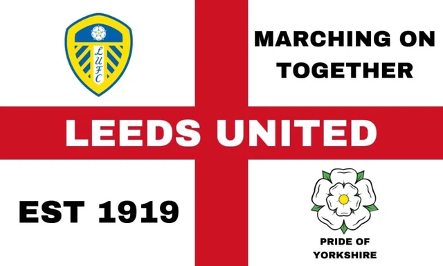 LEEDS UNITED FLAG. 5FT x 3FT. LUFC. BRAND NEW. FREE DELIVERY £16.99 ...