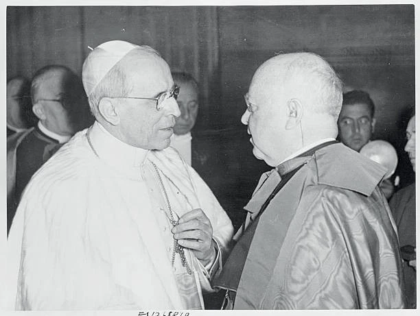 HIS HOLINESS POPE Pius XII shown taking Eminence John Charles Card- Old ...