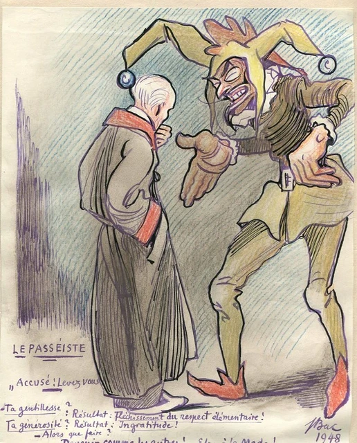 FERDINAND BAC MAGNIFIQUE DESSIN ORIGINAL SIGNE CARICATURE du PASSEISTE ...