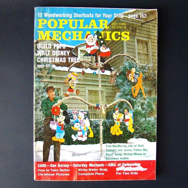 POPULAR MECHANICS MAGAZINE December 1966 Disney Chirstmas Tree Holiday ...