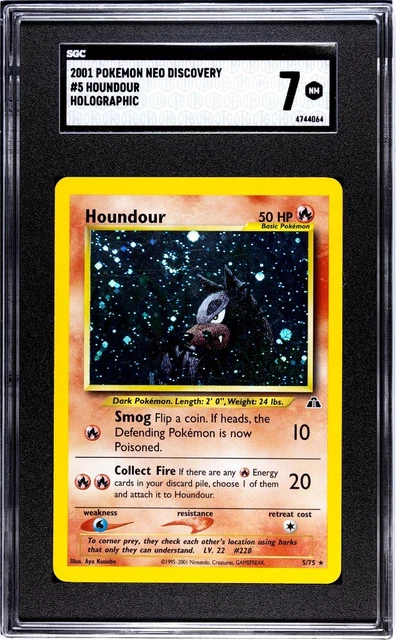 CARTE POKÉMON SGC 7 Houndour Holo Rare Neo Discovery 2001 #5 ...
