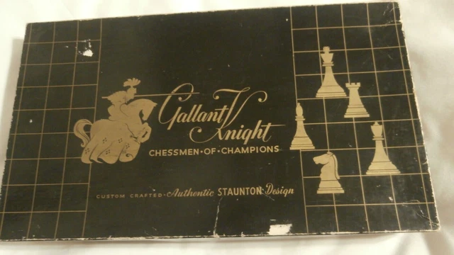 VINTAGE GALLANT KNIGHT Chessmen of Champions Staunton Chess Set 100% ...
