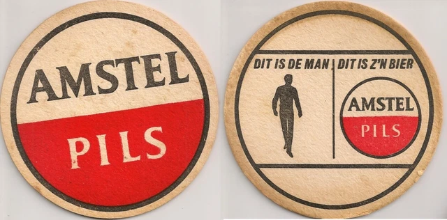AMSTEL PILS - vintage beer mat "Dit is de man - dit is z'n bier" EUR 2 ...