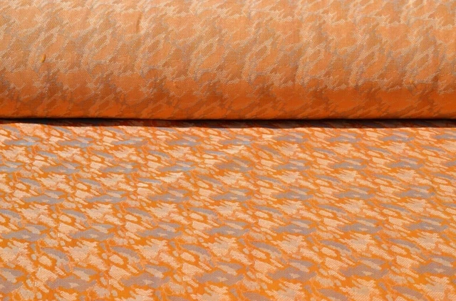 VINTAGE UPHOLSTERY CURTAIN Fabric Woven Heavy, 1970s Copper Orange Blue ...