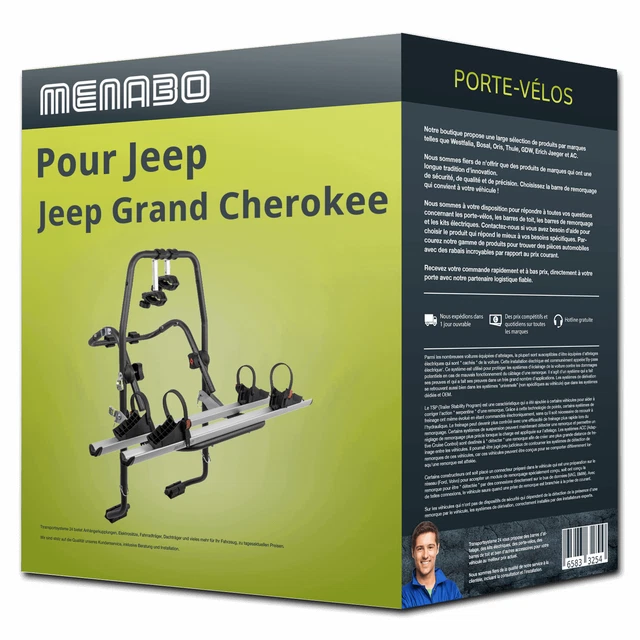 PORTE-VÉLO MENABO STAND Up 2 pour Jeep Grand Cherokee 10.2004-03.2006 2 ...