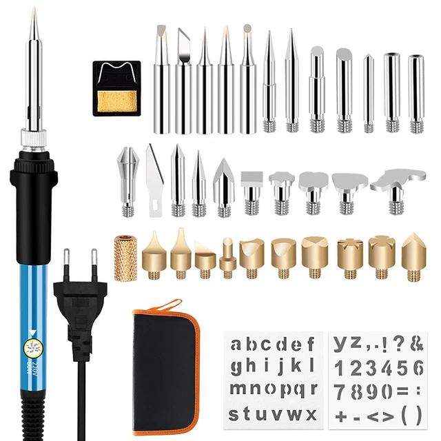 KIT PIROGRAFIA LEGNO 36 Pezzi 60W Portatile Kit Saldatore WesKimed ...