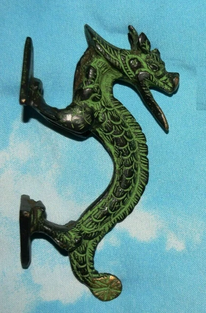 BRASS DRAGON DOOR Handle Flying Lizard Monster Design Window Cabinet ...