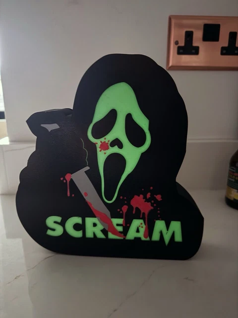 3D PRINTED GHOSTFACE Scream Inspired Lightbox Nightlight USB LED Home ...