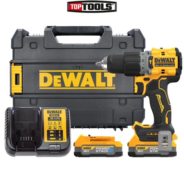 DEWALT DCD805E2T 18V XR Brushless Hammer Drill Driver + 2 x Powerstack ...