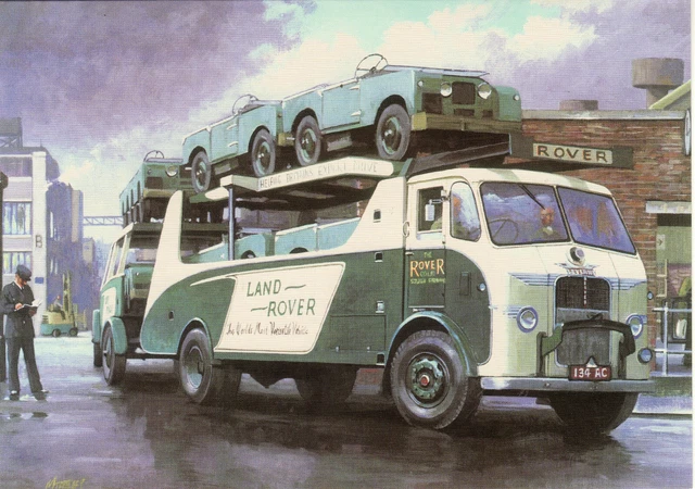 LAND ROVER SERIES 1 Leyland Transporter motoring art blank card ...