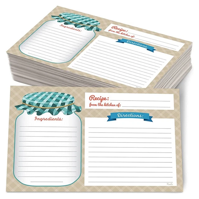 LOT DE 25 cartes recettes double face 10 x 14 cm écrivez et partagez ...