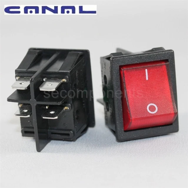 CANAL R SERIES K7 Red Illuminated Rocker Switch Double Pole 20 A 16 A ...