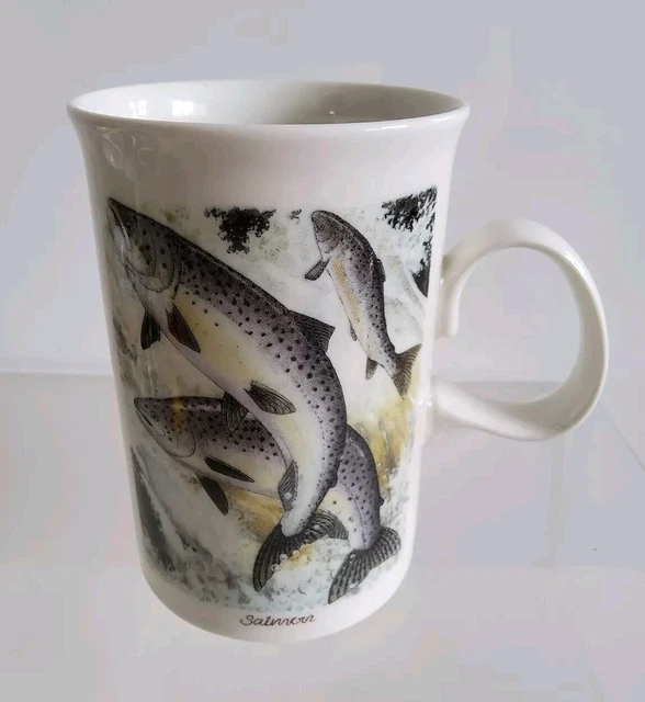DUNOON FRESH WATER Fish Fishing Stoneware Mug By Richard Partis VGC £9. ...