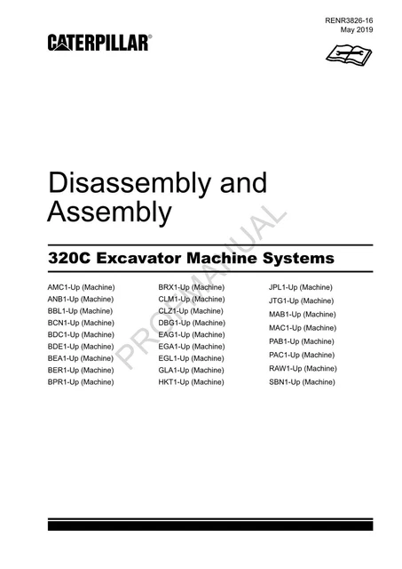 CATERPILLAR CAT 320C Excavator Disassembly Assembly Manual $89.00 ...