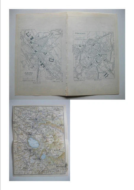 STAMPA ANTICA MAPPA FRASCATI ALBANO VELLETRI GENZANO NEMI GROTTAFERRATA ...