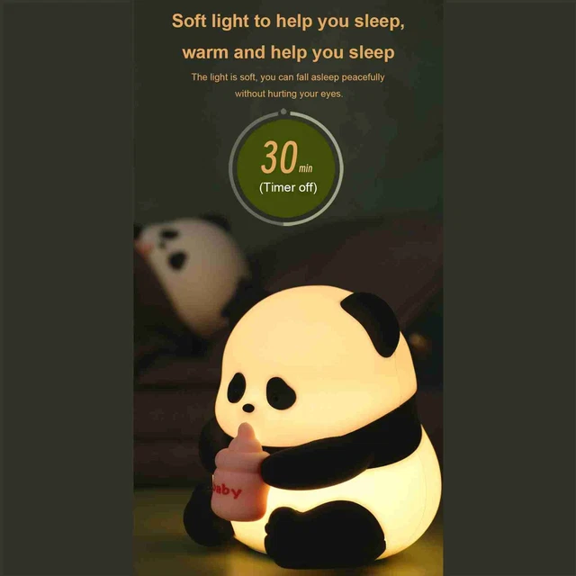 SITTING PANDA PAT Light Cute Ornament High-value Bedroom Ambient Light ...