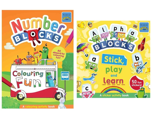 NUMBERBLOCKS COLOURING FUN & Sticker Activity Book 2 Books Set - Ages 3 ...