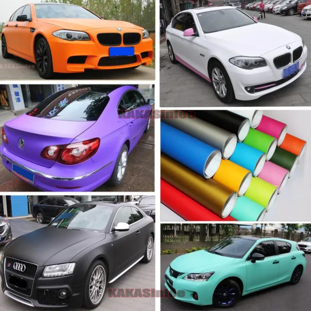 STRETCH PVC CAR Flat Metal Matte Vinyl Wrap Film Sheet Sticker Air ...