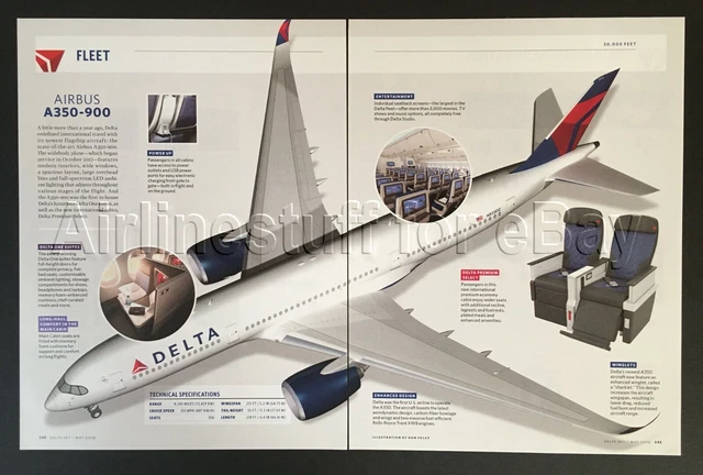 2019 DELTA AIR LINES Airbus A350-900 jet cutaway AD airlines airways ...