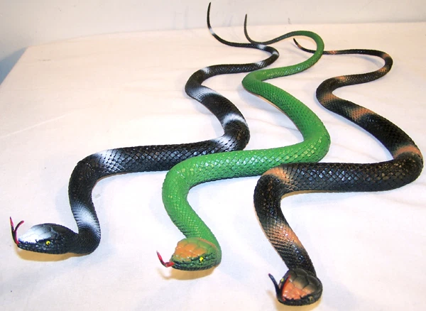 2 RUBBER SNAKES 30 INCH snake reptile toys pretend garden decor props ...