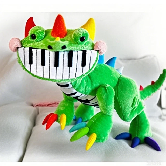 NEW 25CM PIANOSAURUS Plush Bobby Playtime 4 Game Piano Dinosaur Toy ...
