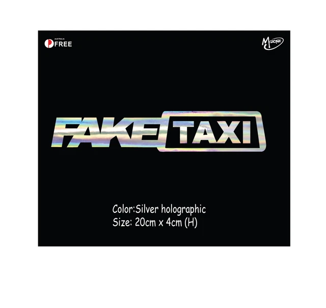 FAKE TAXI STICKER Decal-Silver Gloss holographic Rainbow/Laser Effect ...