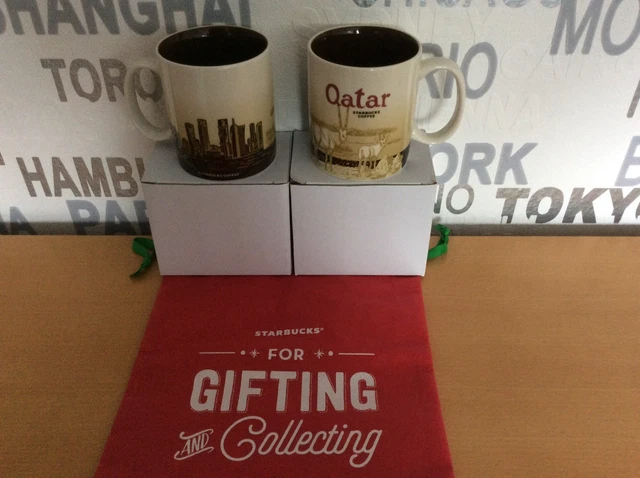 STARBUCKS CITY GLOBAL Icon 16 Oz 🇶🇦 Qatar MIC mit SKU Sticker 1 Tasse ...