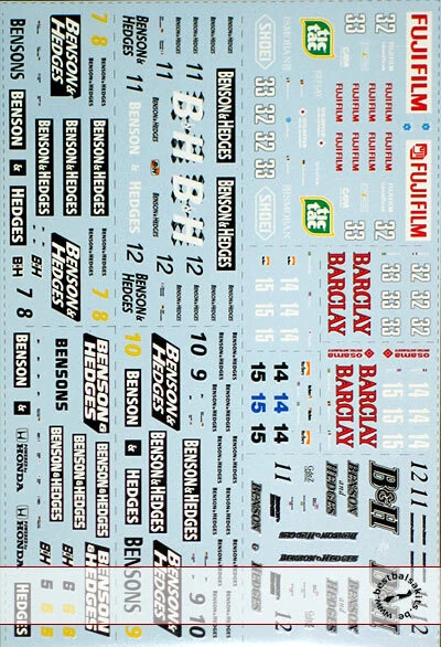 1/43 FILL IN SPONSOR DECALS for MINICHAMPS JORDAN 191 - 199 + EJ10 EUR ...