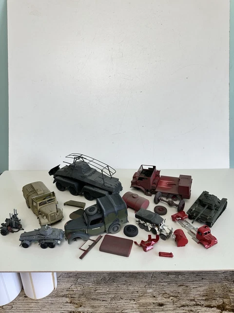 MIXED SCALE MILITARY Plastic Kit Built Lorry Truck Tank Models Spares ...