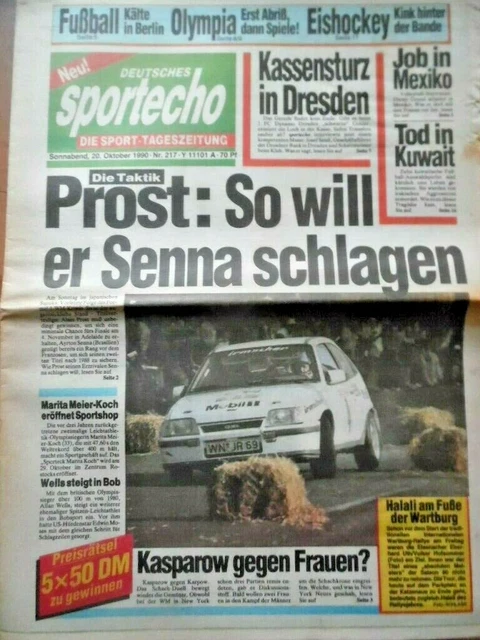 DEUTSCHES SPORTECHO 20. Oktober 1990 Schach-WM Heiko Bonan Dresden Lok ...