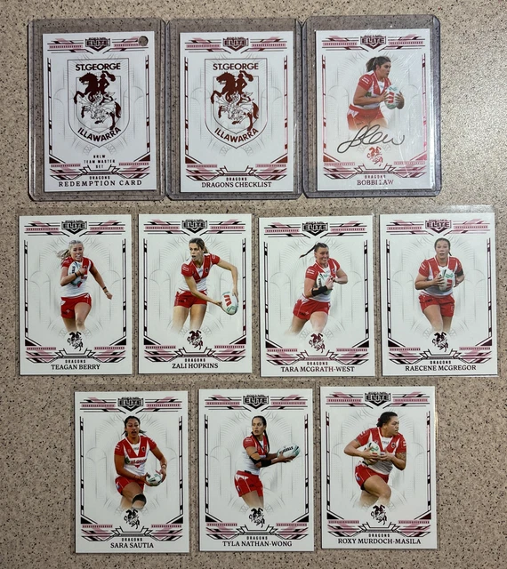 2023 NRL ELITE ST GEORGE DRAGONS NRL MASTER SET SIGNATURE REDEMPTION No ...