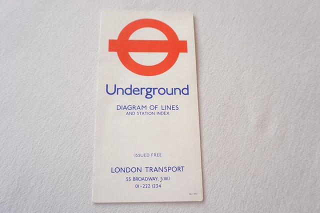 1977 NO. 1 London Transport Underground Map Diagram of Lines Tube Ref ...