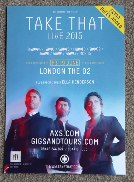 TAKE THAT LIVE 2015, UK Concert flyer, LONDON THE 02 £2.02 - PicClick UK