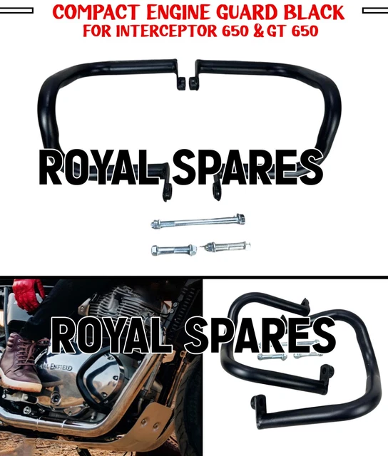 &COMPACT ENGINE GUARD, BLACK" Fit For Royal Enfield Interceptor 650 ...
