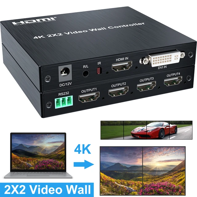 4K 2X2 HDMI Video Wall Controller 1x3 1x4 Screen Stitching Processor TV ...