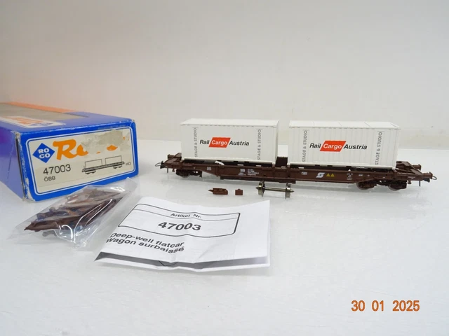 ROCO H0 47003 Flachwagen mit Container Rail Cargo der ÖBB in OVP PR5623 ...