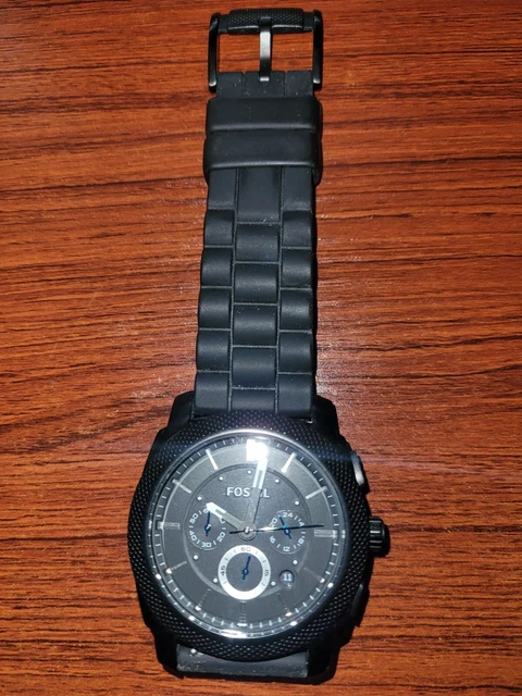 FOSSIL MACHINE CHRONOGRAPH Black Dial Black Silicone Men's Watch FS4487 ...