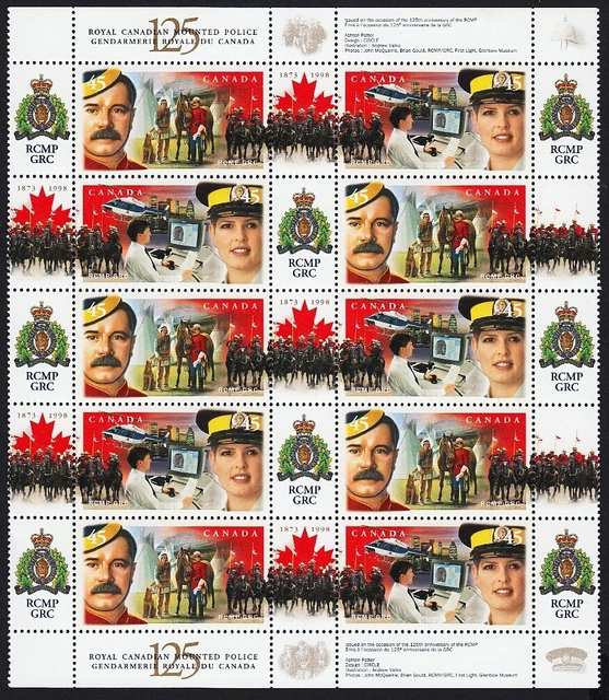 RCMP POLICE HISTORIC & MODERN UNIFORM Canada 1998 #1737a MNH Pair w ...