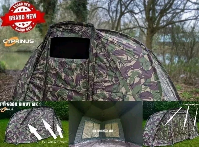 1 MAN CARP Fishing bivvy Typhoon by Cyprinus DPM Camo 20,000+ HH RRP £ ...