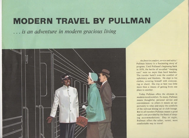 LARGE FOLD OUT 1950s Pullman Railroad Car Poster showing Cars from 1859 ...