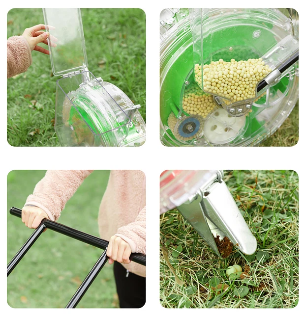 HAND-PUSH ROLLER SEEDER Manual Seed Planter Corn Peanut Fertilizer ...