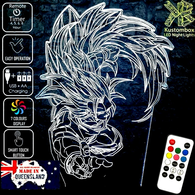 GOKU SUPER SAIYAN DRAGON BALL 3D LED Battery USB Night Light Colour ...
